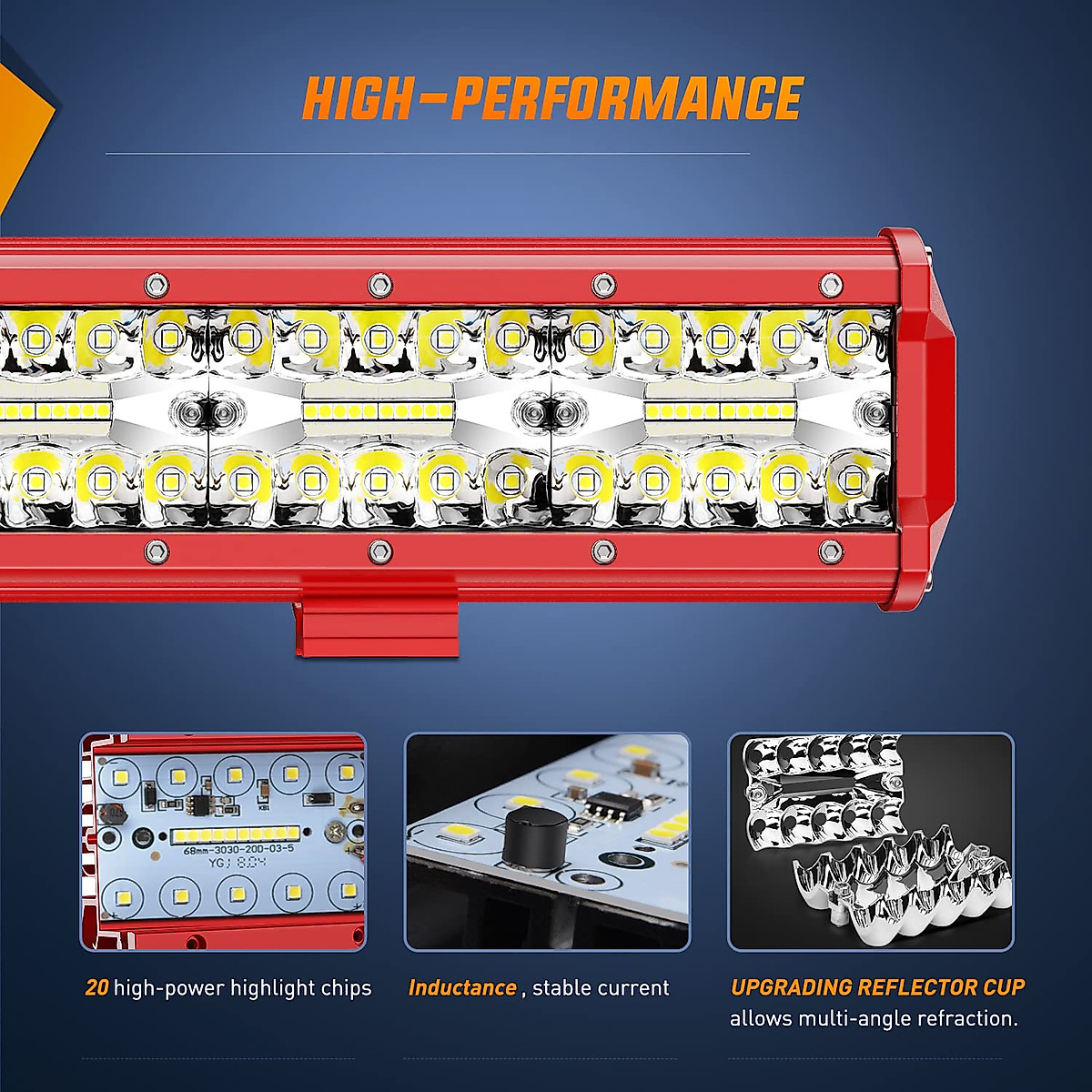 Nilight LED Light Bar 20 Inch Triple Row Spot Flood Combo Lights with Wiring Harness Kit for Fog Driving Work Lighting on Off-Road Truck Tractor SUV ATV UTV Golf Cart Boats