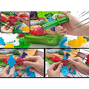 Crelloci Dinosaur Clay Toys, 26 PCS Dino Theme Color Tools and Molds Accessories for Boys Girls Christmas Halloween Party Gift