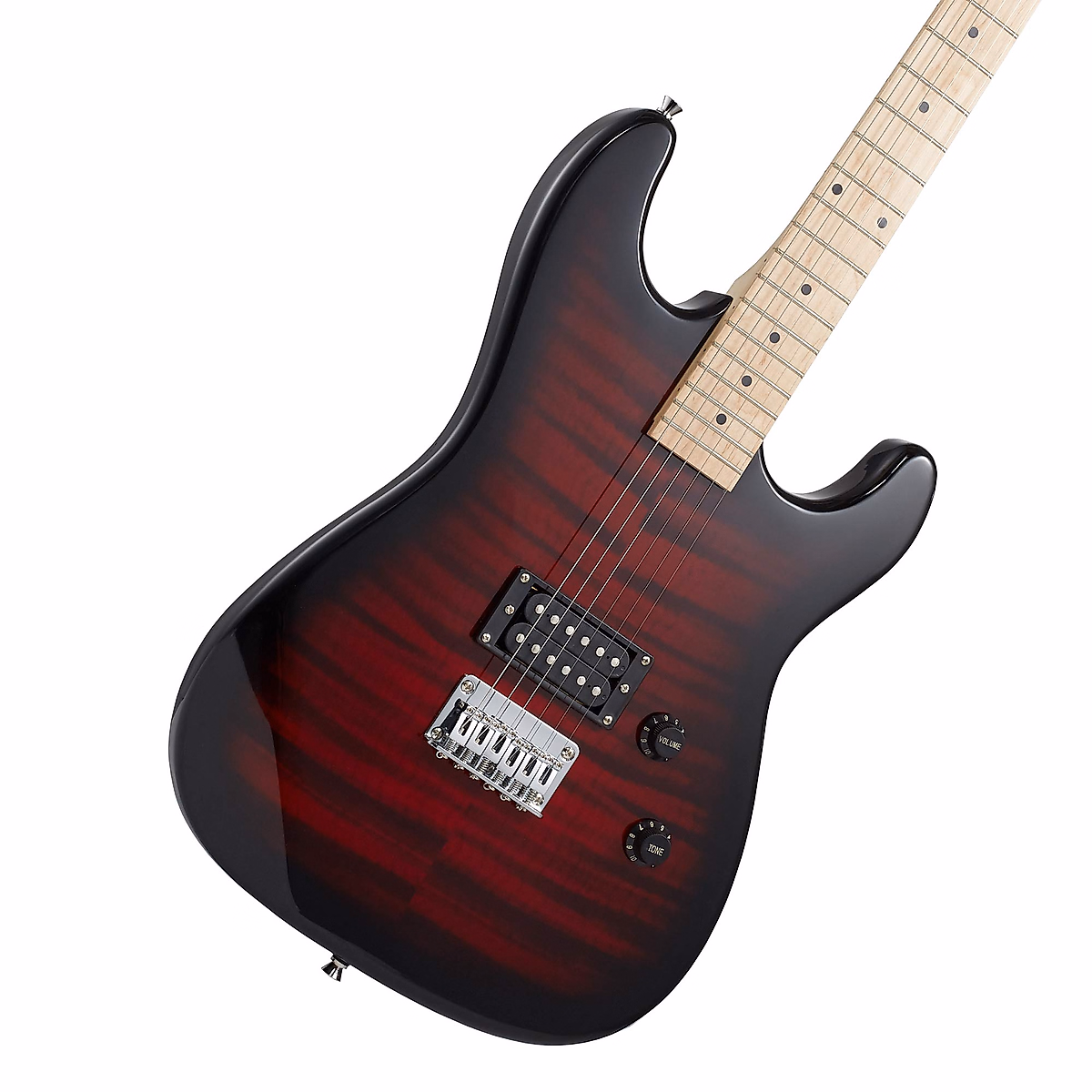 Ashthorpe 39-Inch Full-Size Electric Guitar with Humbucker Pickup (Red), Guitar Kit with Padded Gig Bag, Strap, Strings, Cable, Cloth, Picks