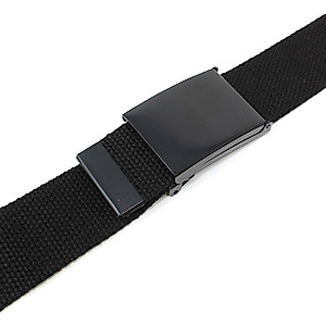Canvas Web Belt Flip-Top Black Buckle/Tip Solid Color 50" Long 1.5" Wide (Black)