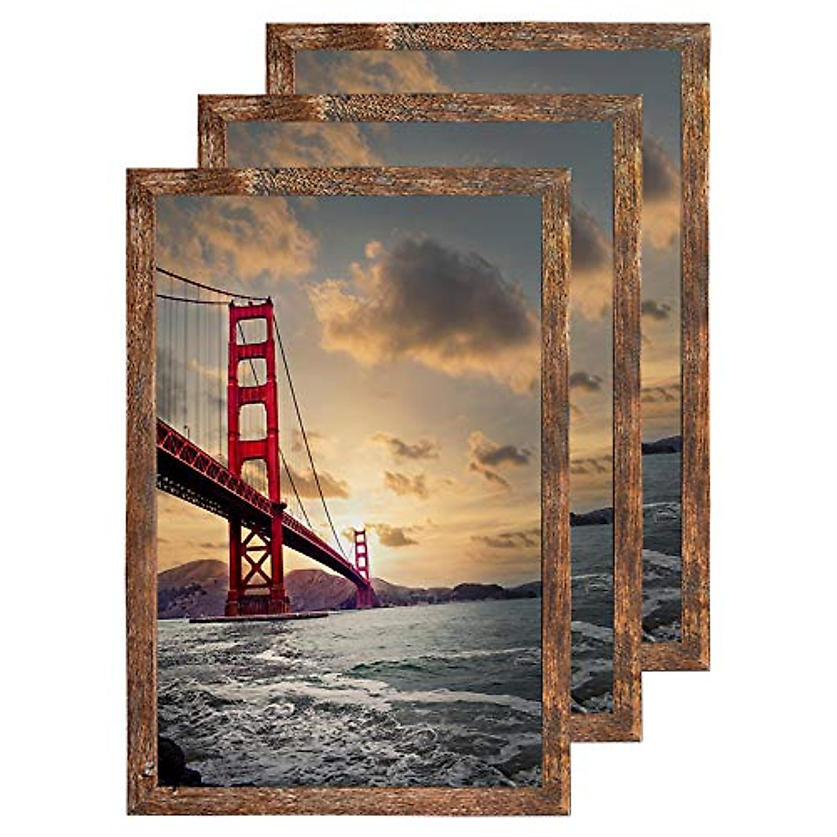 11x17 Frame Vintage Brown Smooth Molding 11x17 Poster Frame, Photo Frame for Wall Hanging, 3 Pack