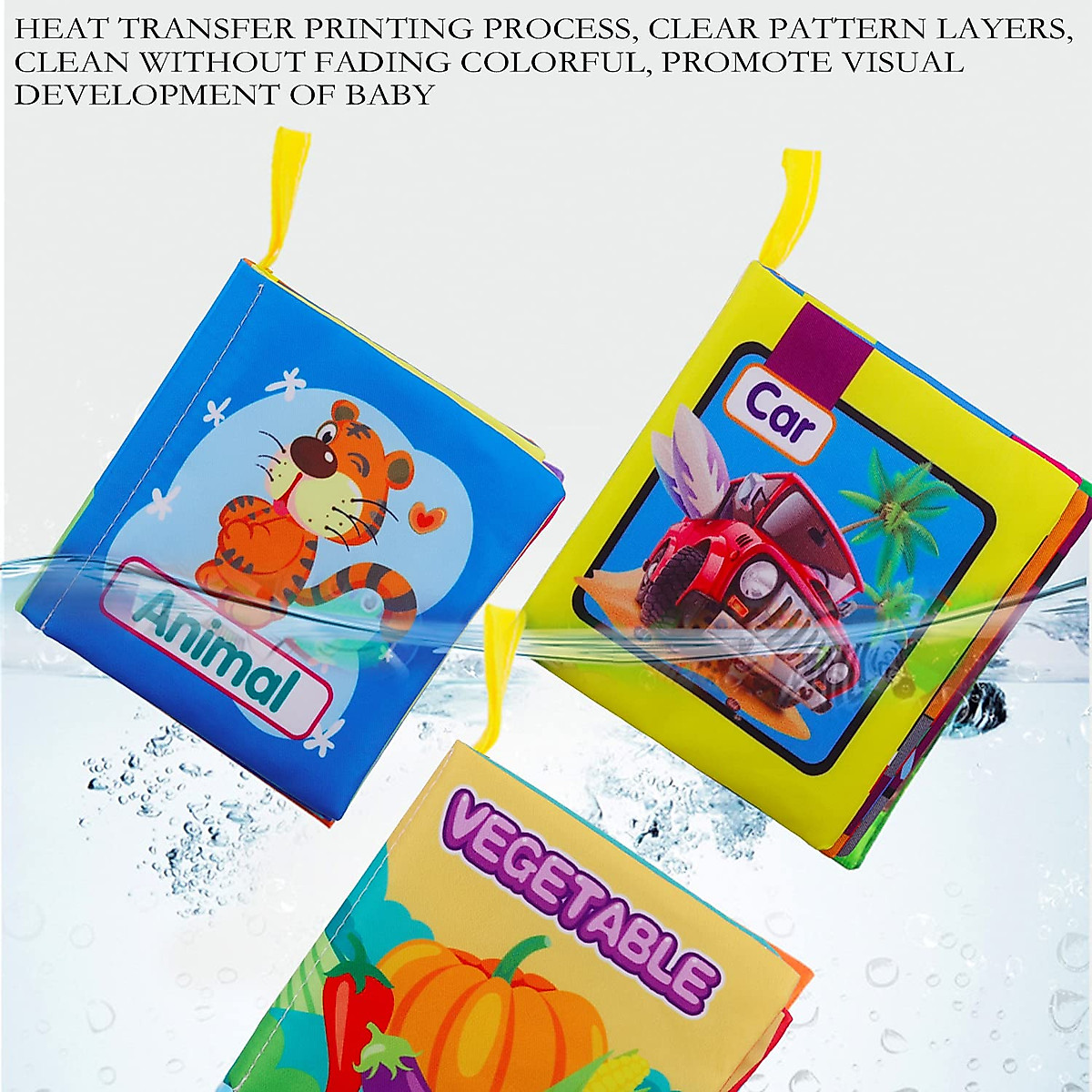 8 Pcs Baby Bath Books, Nontoxic Fabric Soft Baby Cloth Books, Early Education Toys, Waterproof Baby Books for Toddler Infants, Kids Bath Toys Baby Shower Gift