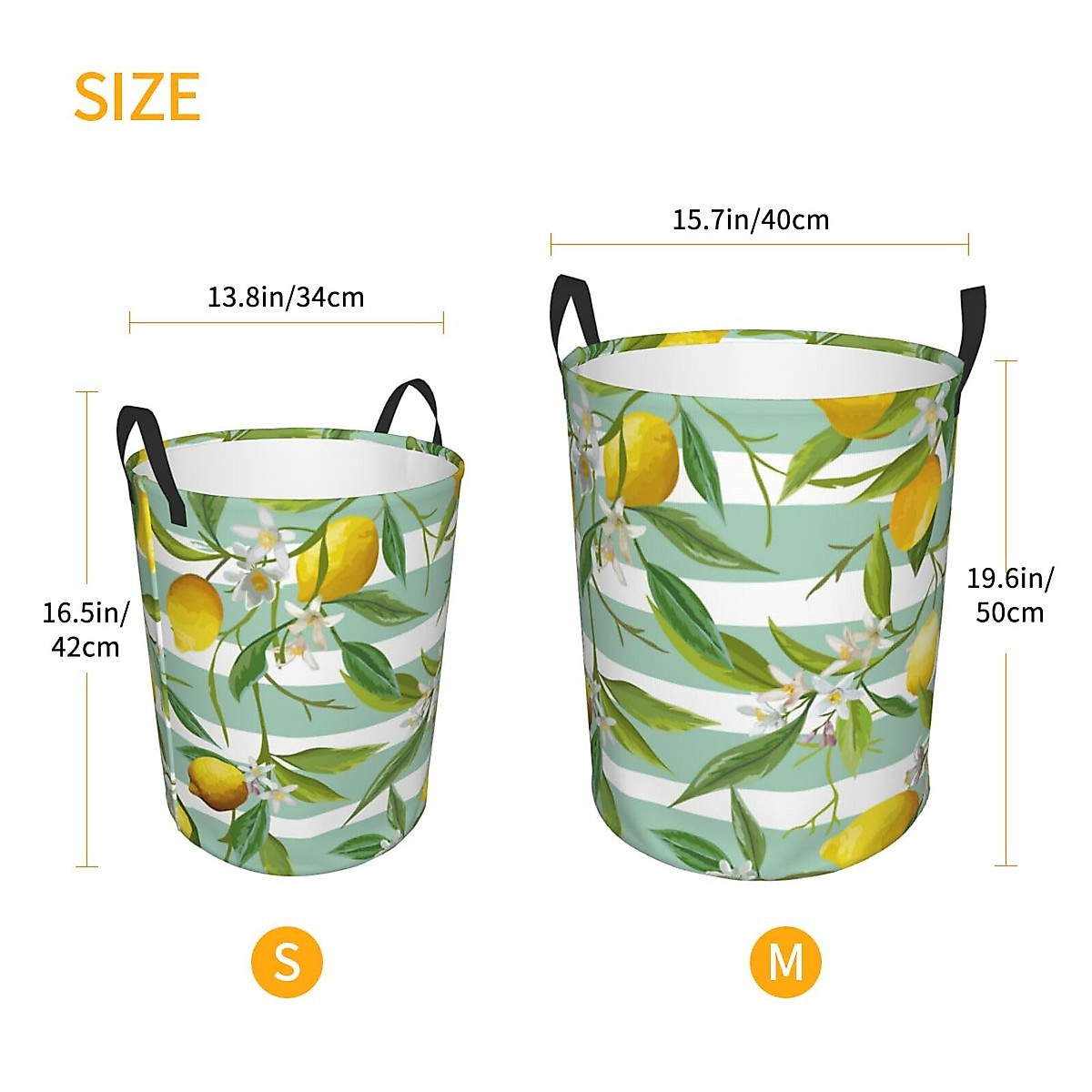 oacyit Laundry Basket Lemon Fruits Laundry Hamper Waterproof Idea Hampers for Laundry,Large Collapsible Laundry Baskets with Handle Suitable for Bedroom Bathroom Utility Room Kitchen