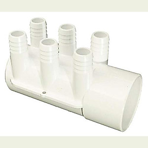 Waterway Manifold, 3/4" Barb, 6 Port, 2" Slip x Dead End. 672-7180B