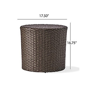 Christopher Knight Home Keaton Wicker Barrel Side Table, Dark Gray