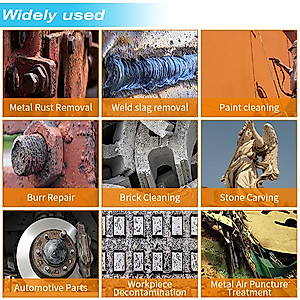 BAUSATZ Air hammer Heavy Duty 220mm long barrel air chisel kit with 5pcs chisels Needle Scaler Attachment with 19pcs Needles，5000BPM air chisel for shoveling and cutting (JBCXJ01)