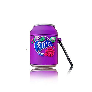 Airpods 1/2 Case Cover, 3D Beverage Series Creative Cute Cartoon Funny Fun, Soft Silicone Airpod Character Skin Keychain Ring, Stylish and Cute, Suitable for Airpod1/2 (Grape Purple)