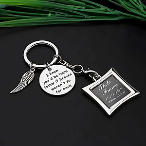 CYTING Wedding Bouquet Photo Charm I Know You'd Be Here Today If Heaven Weren't So Far Away Memorial Photo Frame Keychain Remembrance Jewelry Bridal Shower Gift (I know you'd be here today)