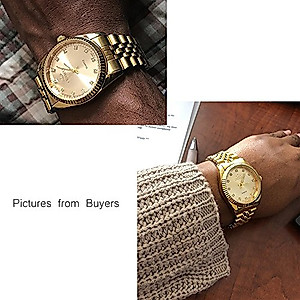 DREAMING Q&P Classic Golden Stainless Steel Unisex Luxury Quartz Wrist Watches Gold