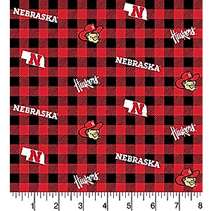 SYKEL ENTRPRISES University of Nebraska Cotton Fabric Buffalo Plaid Design-Newest Pattern-Sold by The Yard-Sykel