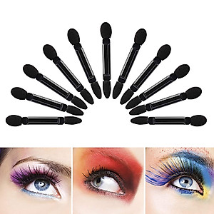 AaKode 50PCS Disposable Double Head Eyeshadow Sponge Brushes Cosmetic Tool, Professional Dual Sides Eyeshadow Brushes Makeup Applicator(Size: 2.44 inch, Color: Black)