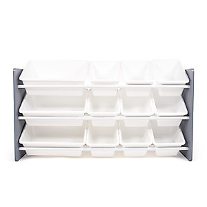 Humble Crew Made for Me Kids Toy Storage Organizer with 12 Storage Bins, Grey/White