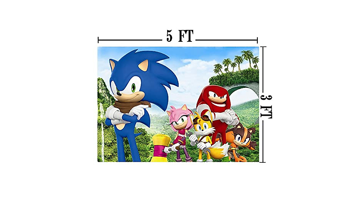 Sonic Hedgehog Baby Shower Backdrop - 5x3ft Vinyl Photo Background