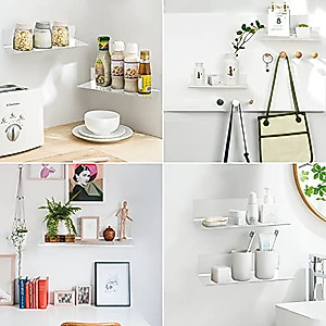 Bolidery 4 Pack Acrylic Floating Shelves, 9" Small Wall Shelf for Storage & Decoration, Adhesive Wall Mounted Shelf for Bedroom,Living Room,Bathroom