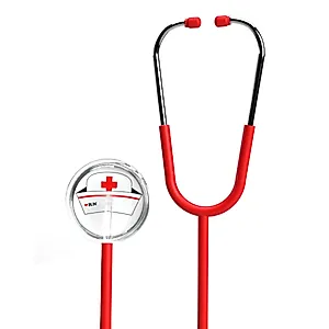 Red Nurse Stethoscope with RN and Nurse Hat on Diaphragm