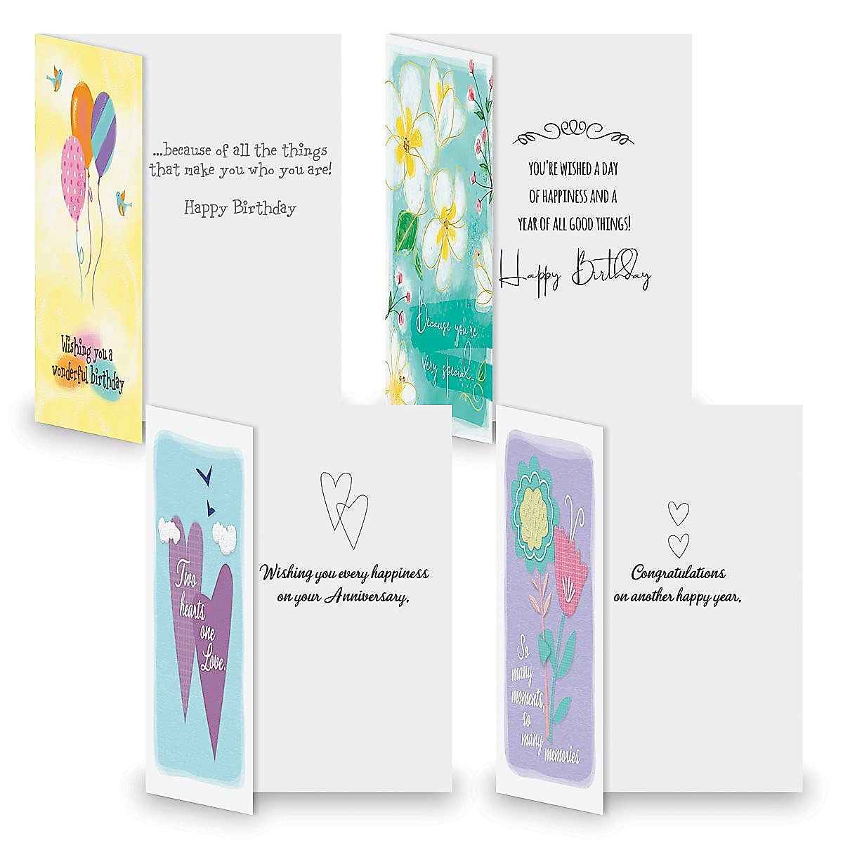 Susan Winget Studio All Occasion Greeting Cards with Seals - Set of 40 (20 Designs), Large 5 x 7 Inch Cards, Birthday, Sympathy, Get Well