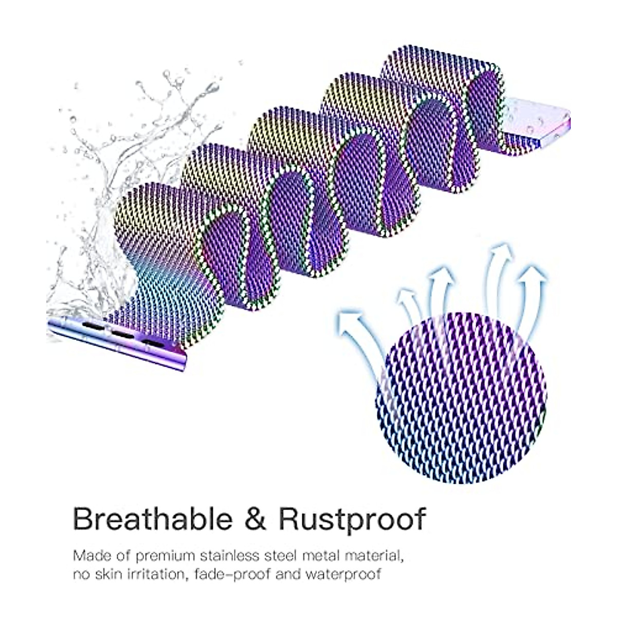 Rabini Metal Magnetic Band Compatible with Apple Watch 38mm 40mm 41mm 42mm 44mm 45mm 49mm, Rainbow Stainless Steel Mesh Loop Bands for iWatch SE Ultra Series 8 7 6 5 4 3 2 1 Women Men, Multicolor