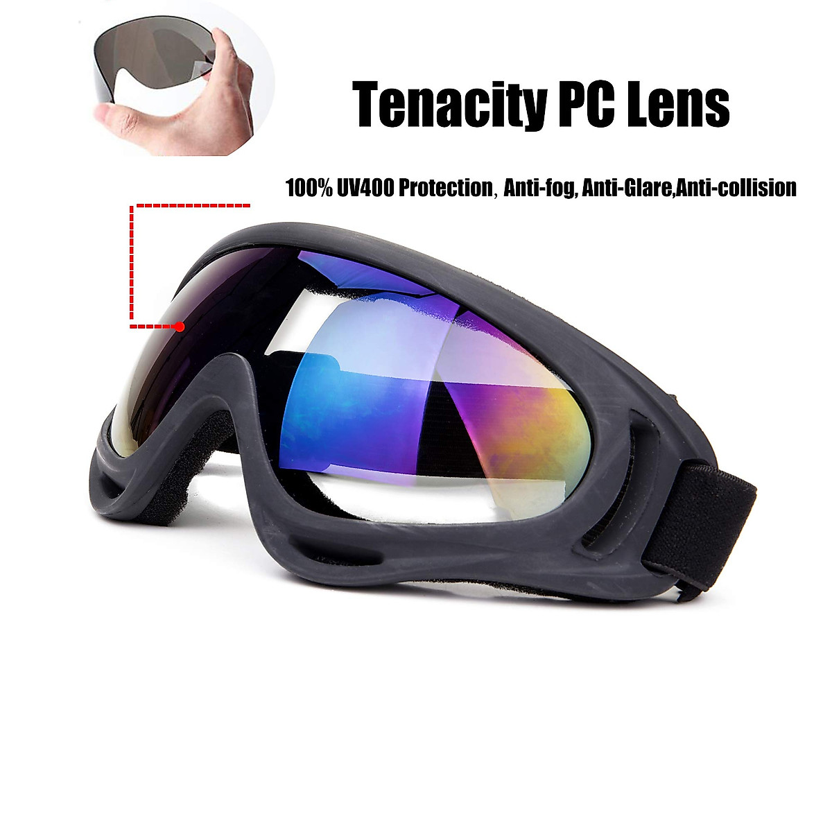 FOCUSSEXY Ski Goggles Snowboard Motocross Glasses with UV Protection Wind Resistance Goggles for Men Women