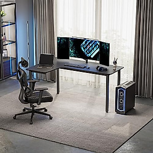 EUREKA ERGONOMIC 60 Inch Black Corner L Shaped Computer Desk, Home Office Gaming Study Work Writing Table Long Large Sturdy Workstation Simple Modern with Metal Legs, Left Side