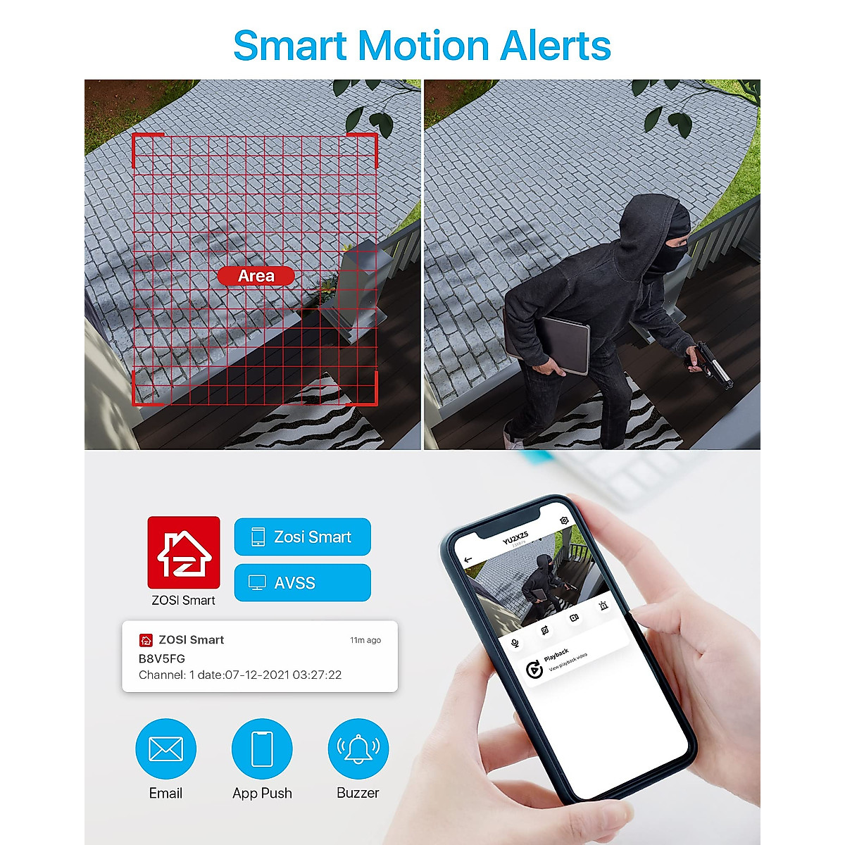 ZOSI 1080p Home Security Camera System Outdoor Indoor, H.265+ 5MP Lite CCTV DVR Recorder 8 Channel with 6 x 1080p Weatherproof Surveillance Bullet Camera, 80ft Night Vision, Remote Access, No HDD