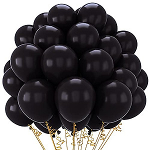 70Pack 12 Inch Matte Black Latex Balloons for Black Party Supplies Birthday Decorations Graduation Decor Halloween Decorations