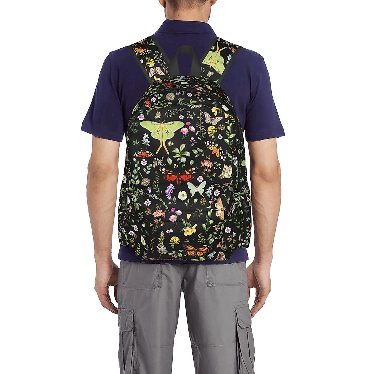 Butterflies Moths Flower Stylish Backpack With Adjustable Padded Shoulder Straps Daypacks For College Travel One Size