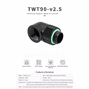 FormulaMod 90 Degree Rotary Adapter Thread G1/4'' Male to Female Extender Elbow Fitting Angled Adaptor for Water Cooling System 4 Pack (Black)