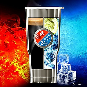 BluePeak Double Wall Vacuum Stainless Steel Insulated Tumblers Set, 2-Pack - Includes 2 Sipping Lids, 2 Spill-Proof Sliding Lids, 2 Straws, 1 Cleaning Brush & Gift Box (30 oz, Silver)