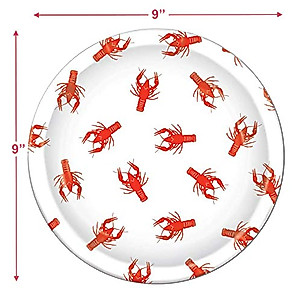 Crawfish Boil Party Supplies - Crawfish Dinner Plates and Napkins for Mardi Gras and Seafood Festivals (Serves 16)