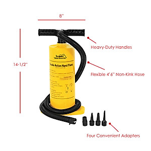 Texsport Double Action Hand Pump for Air Mattress , Yellow , 67 x 28.5 x 11.8
