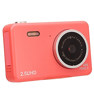 Compact Cute Dual Lens Digital Camera, 2.5K HD Selfie Camera with 8X Zoom for Students (Pink)