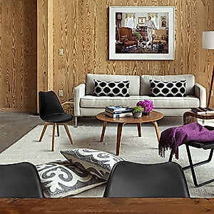 Furmax Mid Century Modern DSW Dining Chair Upholstered Side Chair with Beech Wood Legs and Soft Padded Shell Tulip Chair for Dining Room Living Room Bedroom Kitchen Set of 4 (Black)