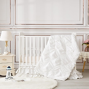 Brandream Luxury Diamond Nursery 6-Piece Baby Crib Bedding Set - White