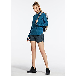 BALEAF Women's Quick Dry Shirts Long Sleeve for Running Hiking Workout UPF50+ SPF Lightweight Pullover Blue Size M