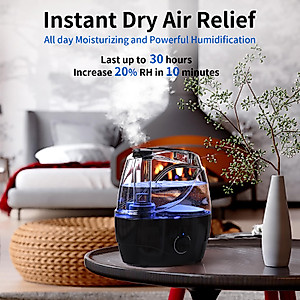 Humidifiers for Bedroom and Large Room, 2.2L Cool Mist Humidifier for Baby, 30 Hours with Whisper-Quiet Operation, Adjustable 360° Rotation Nozzle, Night Light Function, BPA Free(2024 NEW)