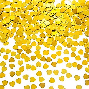 EMAAN Small Confetti Metal Foil Love Sequins, Cute Romantic Gold Heart Confetti, Embellished with Valentine's Day Gifts, Wedding Party Decorations and Table Decoration Diameter 10MM (Gold)