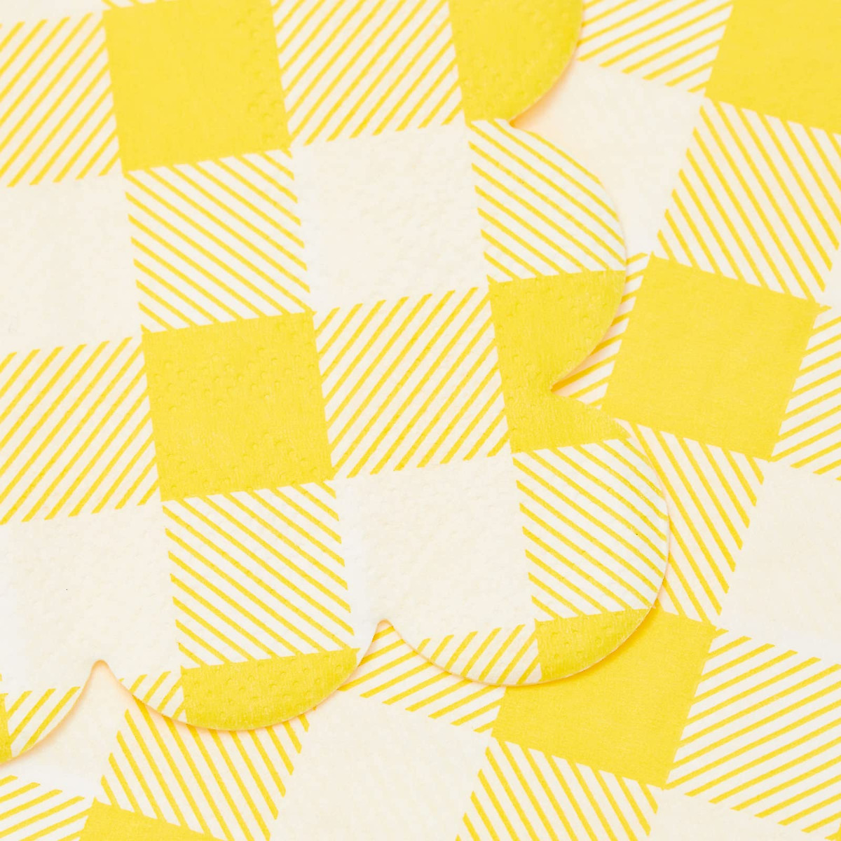 BLUE PANDA Yellow Plaid Paper Napkins for Birthday Party, Wedding - 6.5 x 6.5 Inch - 100 Pack - Yellow Disposable Checked Napkins