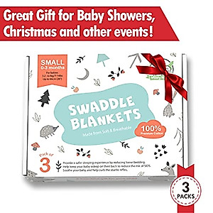 WOOLY HEROES Newborn Swaddle Blankets ~ 100% Cotton Baby Swaddles 0-3 Months ~ Easy to Use Newborn Sleep Sacks with a Leg Pocket and Adjustable Straps - Swaddle Sack for Baby Boys & Girls - Pack of 3