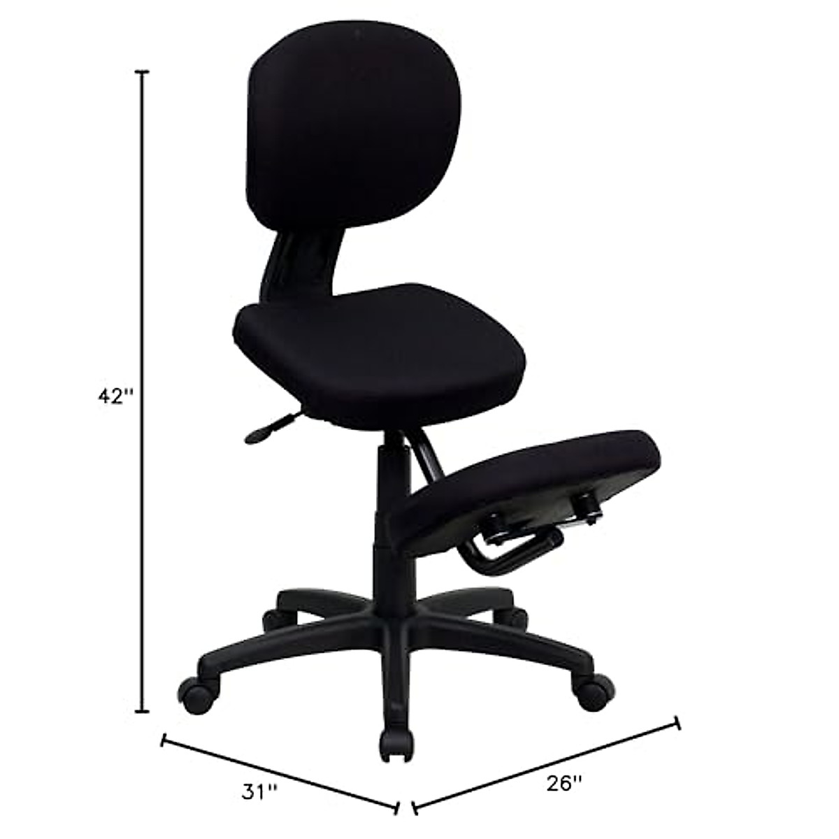 BizChair Mobile Ergonomic Kneeling Posture Task Office Chair in Black Fabric