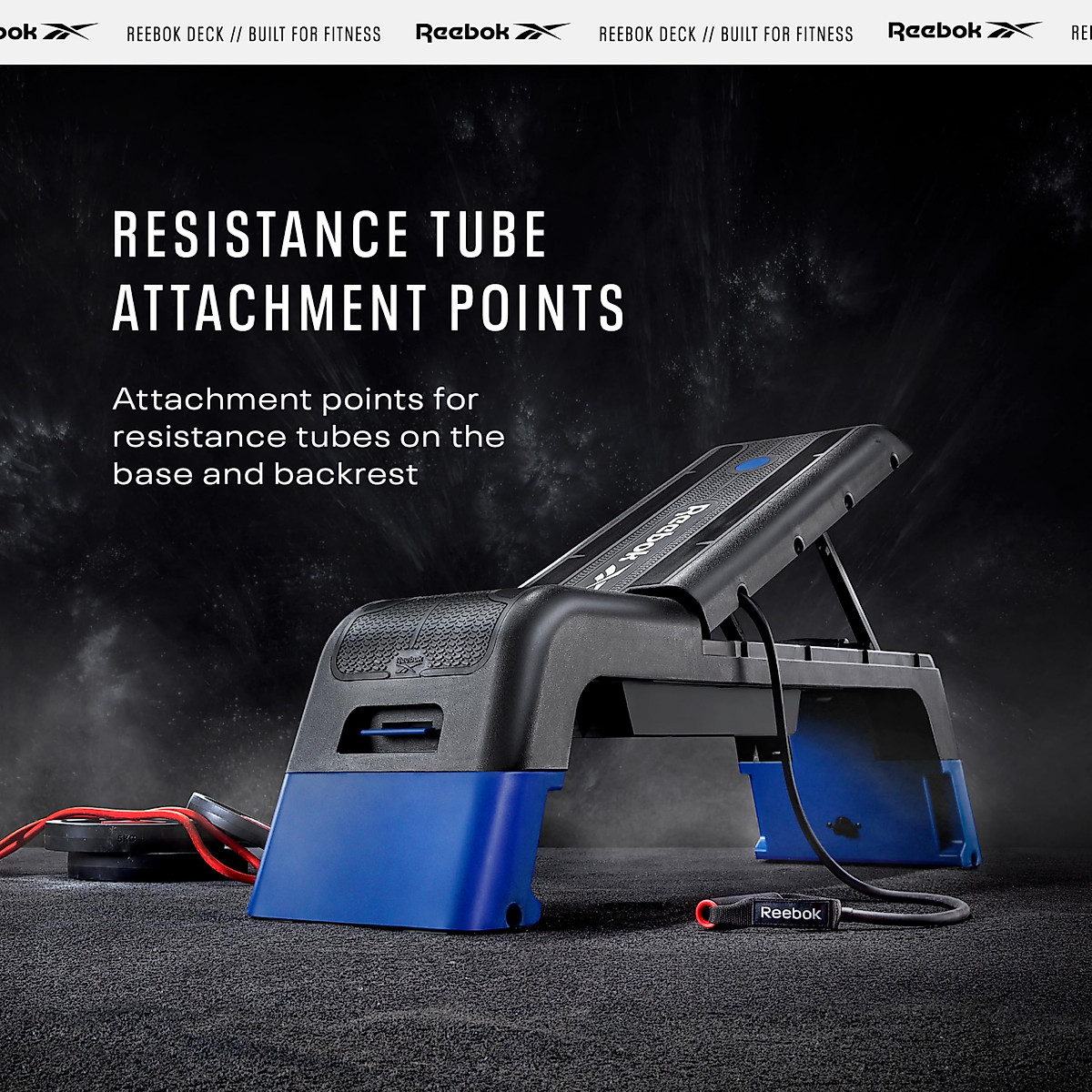 Reebok Deck Multipurpose Adjustable Bench Aerobic Strength Training Incline and Decline, Blue