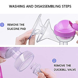 Elfzone Manual Breast Pump, Adjustable Suction Silicone Hand Pump Breastfeeding, Small Portable Manual Breast Milk Catcher Baby Feeding Pumps & Accessories, Purple, Mothers Day Gifts