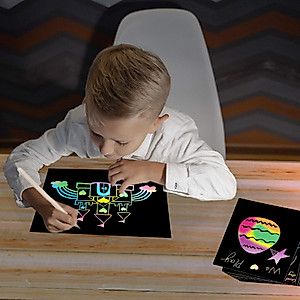 Scratch Paper Art Set for Kids Rainbow Magic Scratch Paper Off Crafts Supplies Kits for Children Girls Boys Black Scratch&Sketch Drawing Paper Sheet DIY Scratch Notebooks Easter Birthday Gift