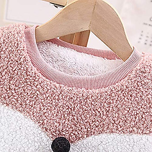 Hoodies Warm Tops Sweatshirt for Kid Girls Cotton Knitted Sweatshirt Cardigans Child Fall Warm (Pink, 18-24 Years)