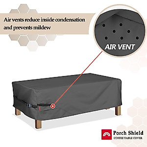 Porch Shield Patio Coffee Table Cover - Waterproof Outdoor Furniture Rectangular Small Table Covers 48 x 26 inch, Black