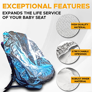 EcoNour Baby Car Seat Sun Shade Cover | Infant Car Seats Heat Protector Keeps Your Toddler Baby Seat at a Cool Temperature | Reflective Baby Seat Covers for Car Seats | Baby Travel Accessories