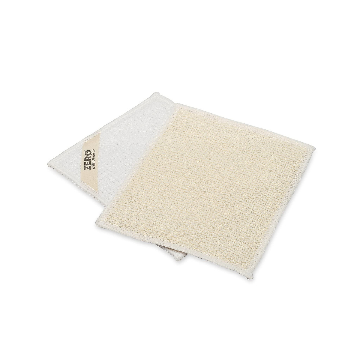 Full Circle Zero Waste Washi Scrubby Cloths, Set of 2 – Absorbent Dual Action Dishcloth with Scrubber Side – Reusable Scrubbing Dish Cloth & Counter Top Cleaning Cloth – Scrubber Dishcloths White