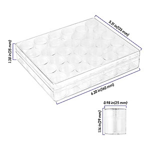 ZEONHEI 4 Pack 30 Jars Embroidery Diamond Painting Storage Containers, Clear Rhinestone Storage Containers with Lids and Stickers, Bead Storage Containers Glitter Organizers for Diamond Art Supplies