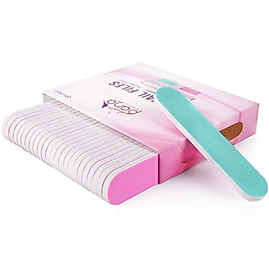 25PCS Mini Size PANA Professional Double Sided Nail Files - Pink&Teal, 180/180 Grit - Emery Board Nail Buffering File Manicure Pedicure Nail Polisher Washable