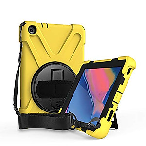 KIQ Samsung Galaxy Tab A Case 8, Heavy Duty Rugged Full-Body Hybrid Shockproof Drop Protection Cover with Kickstand for Galaxy Tab A 8.0 2019 Model SM-T290 / SM-T295 (Shield Yellow)