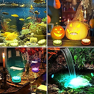 TUDELLO RF Remote Submersible LED Lights with Magnet and Suction Cups, IP68 Waterproof, Underwater Timing with Pool Light, 3.35 Inch (4 Pack)